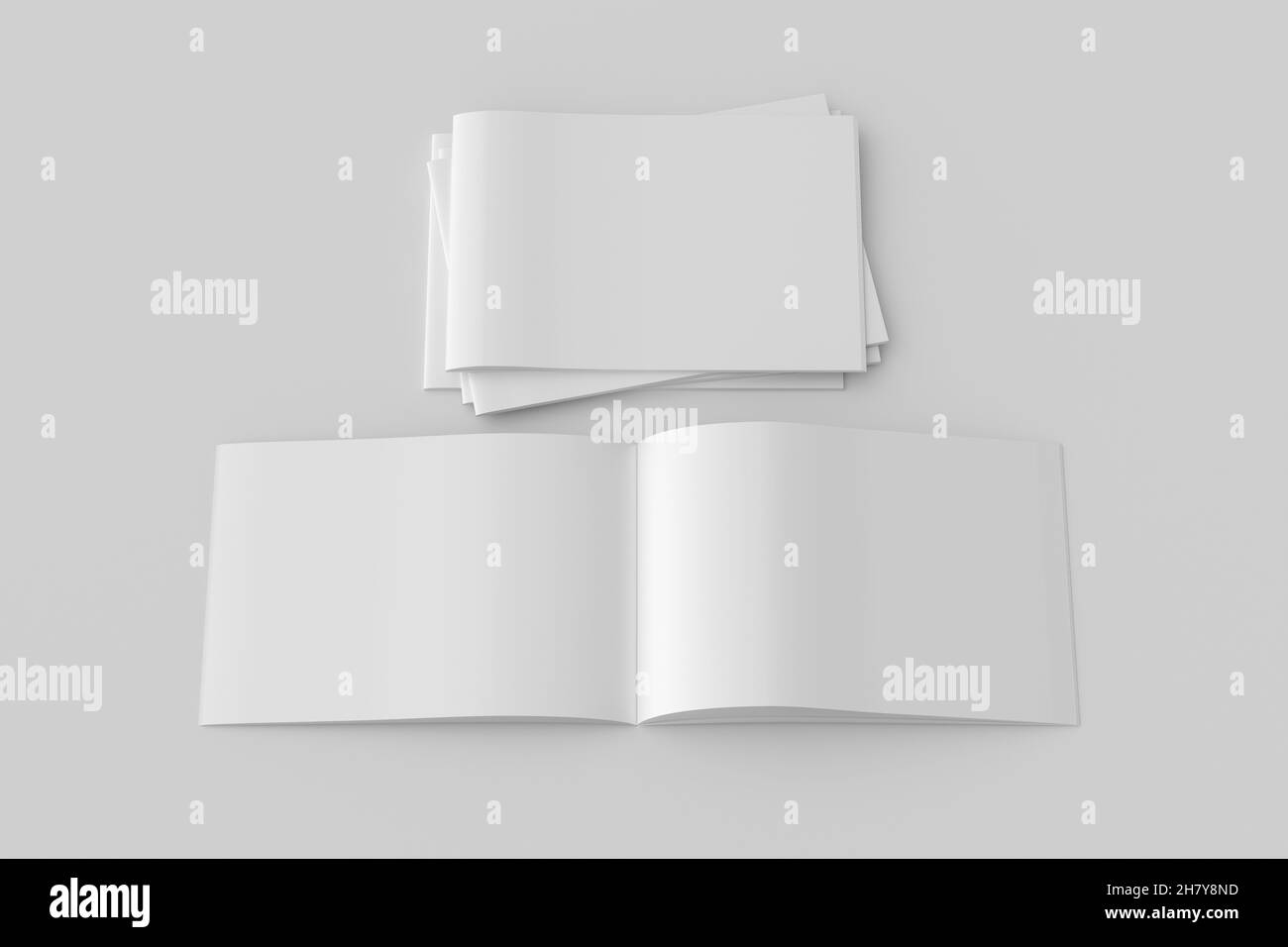 Horizontal brochure or booklet mock up on white background. 3d ...