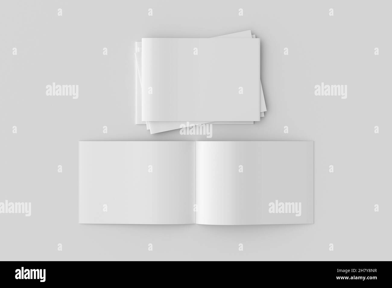 Horizontal brochure or booklet mock up on white background. 3d ...