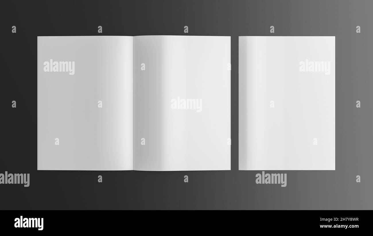 Vertical brochure or booklet mock up on black background. 3d ...