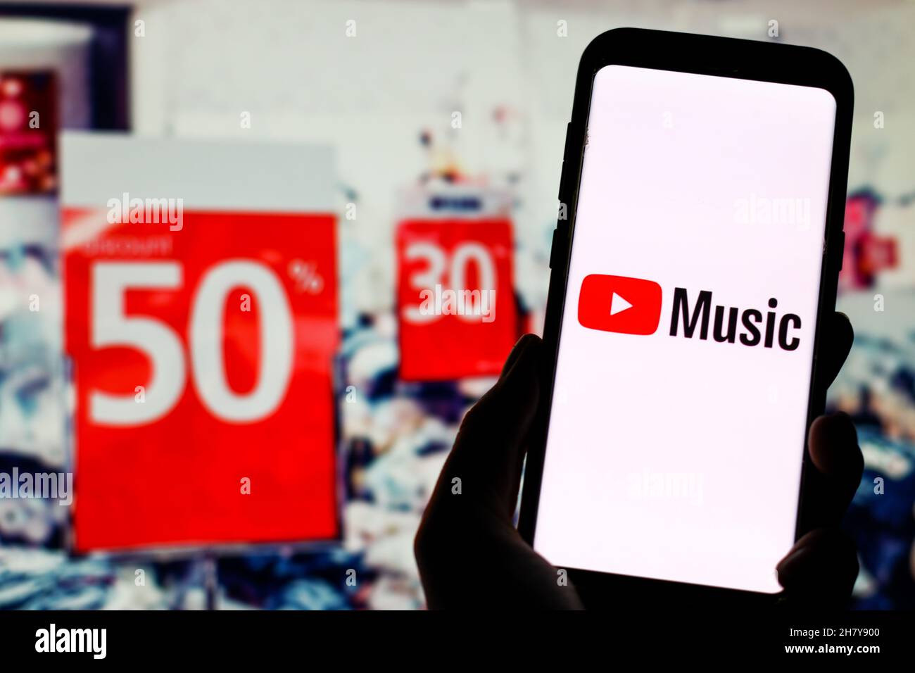 Youtube Music logo seen displayed on a smartphone Stock Photo - Alamy