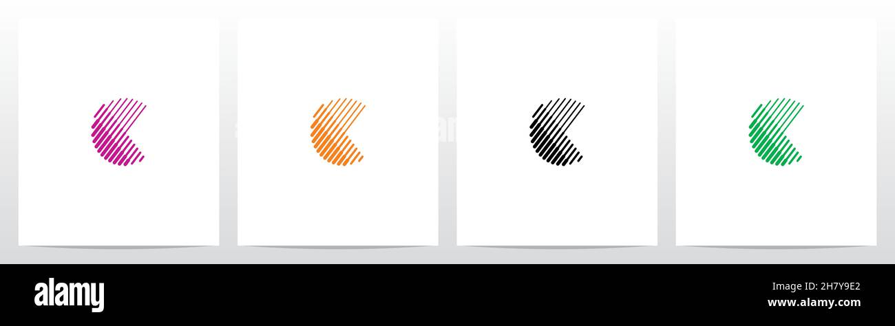 Bold And Thin Diagonal Outlines Letter Logo Design C Stock Vector Image ...
