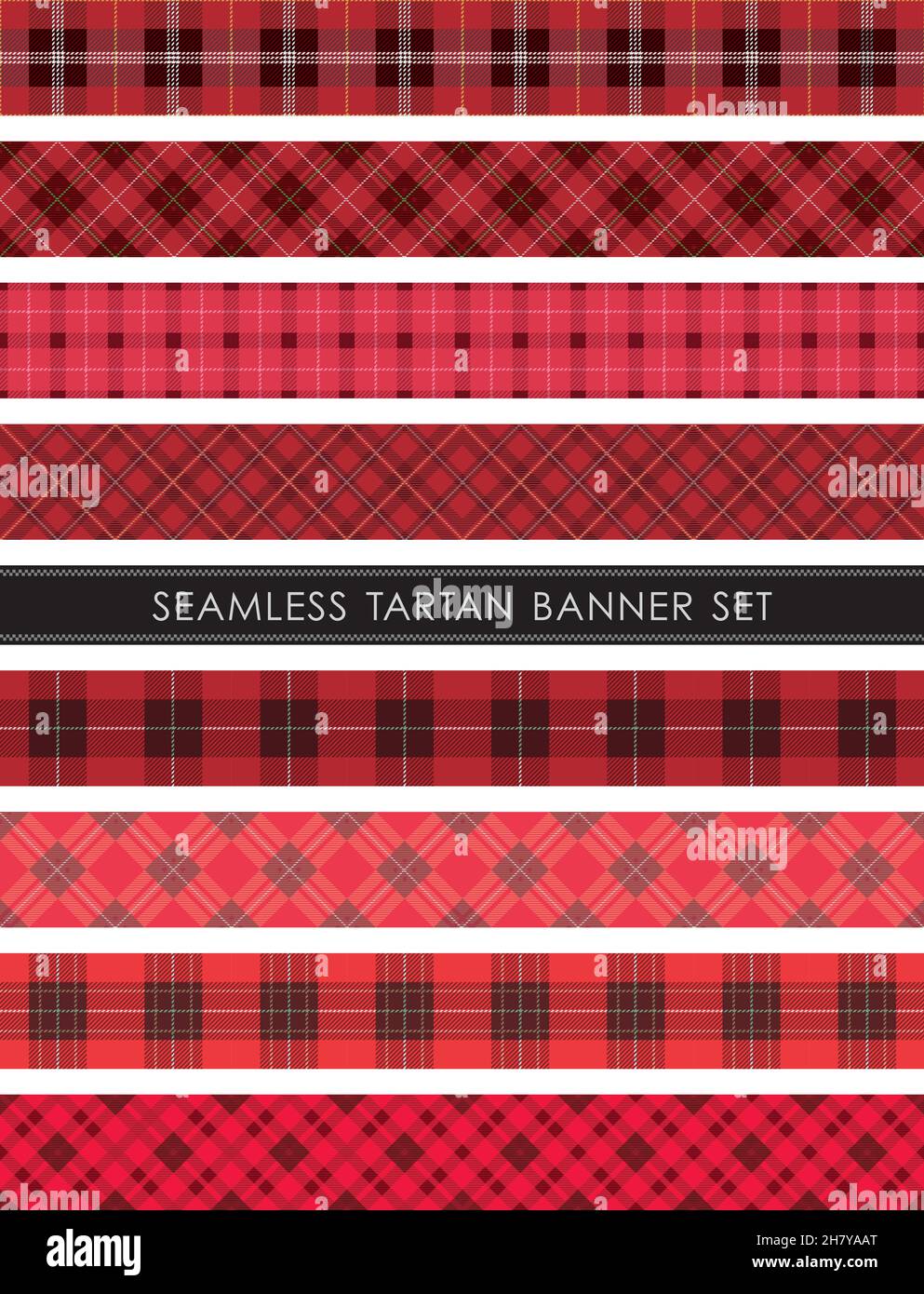 Seamless Tartan Plaid Banner Set Isolated On A White Background, Vector ...
