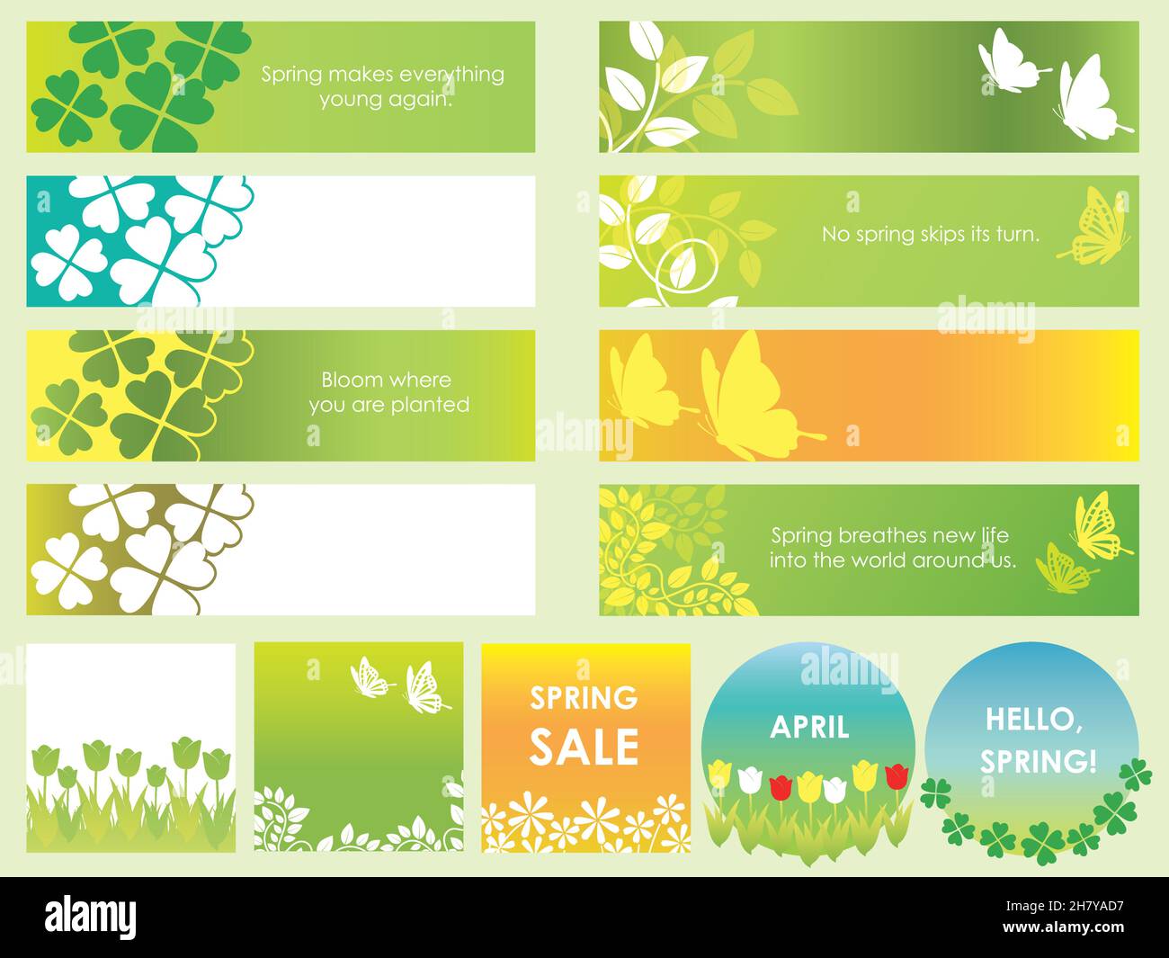 Set Of Spring Banners And Cards Isolated On A Plain Background, Vector ...