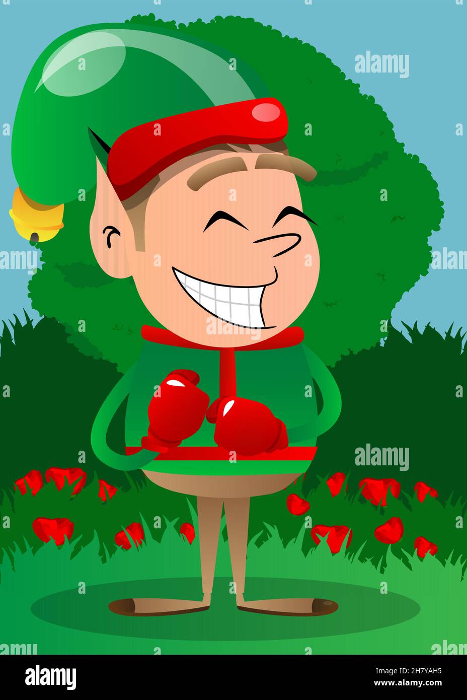 Christmas Elf holding his fists in front of him ready to fight wearing ...