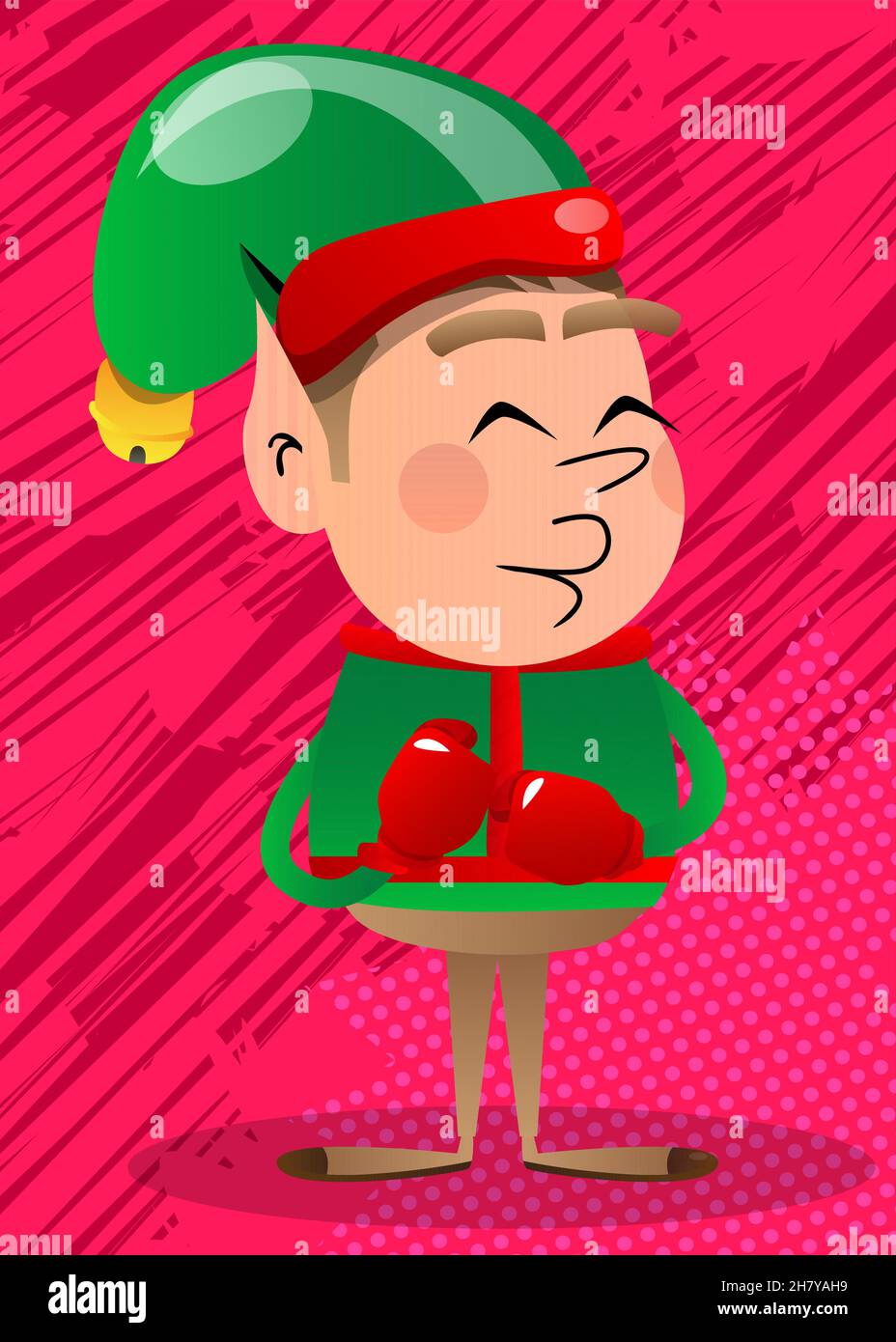 Christmas Elf holding his fists in front of him ready to fight wearing ...