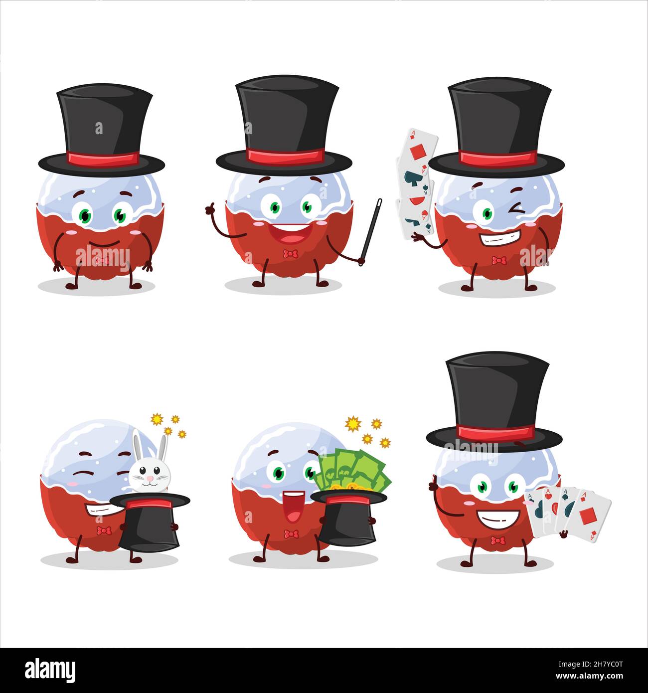 A brigadiero red candy Magician cartoon character perform on a stage ...