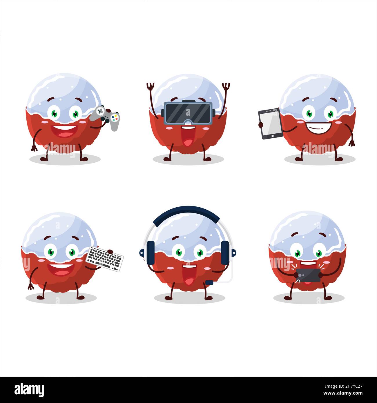 Brigadiero red candy cartoon character are playing games with various ...
