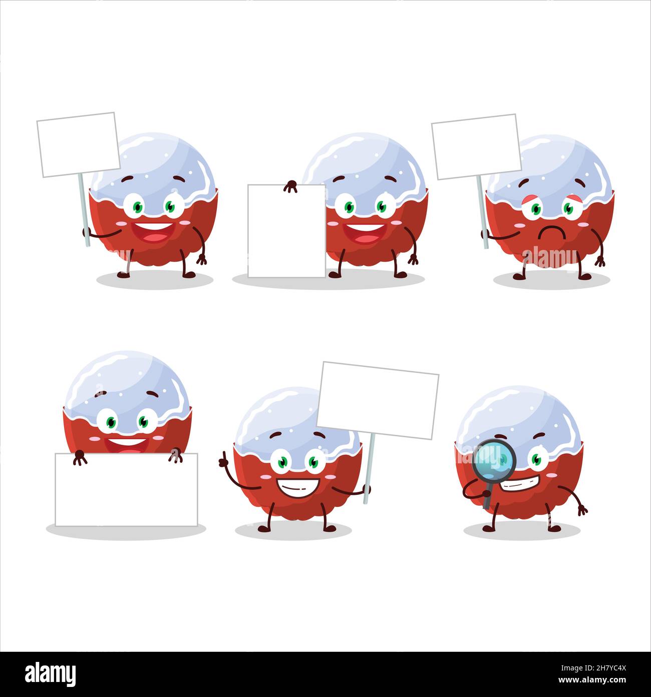 Brigadiero red candy cartoon character bring information board. Vector ...