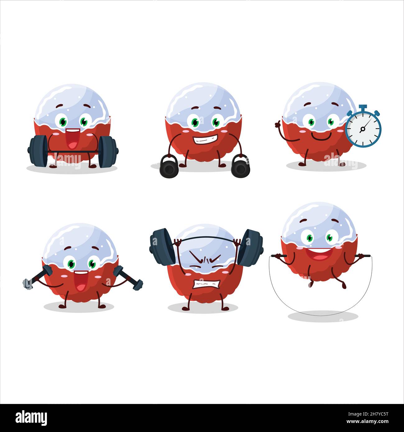 A healthy brigadiero red candy cartoon style trying some tools on ...