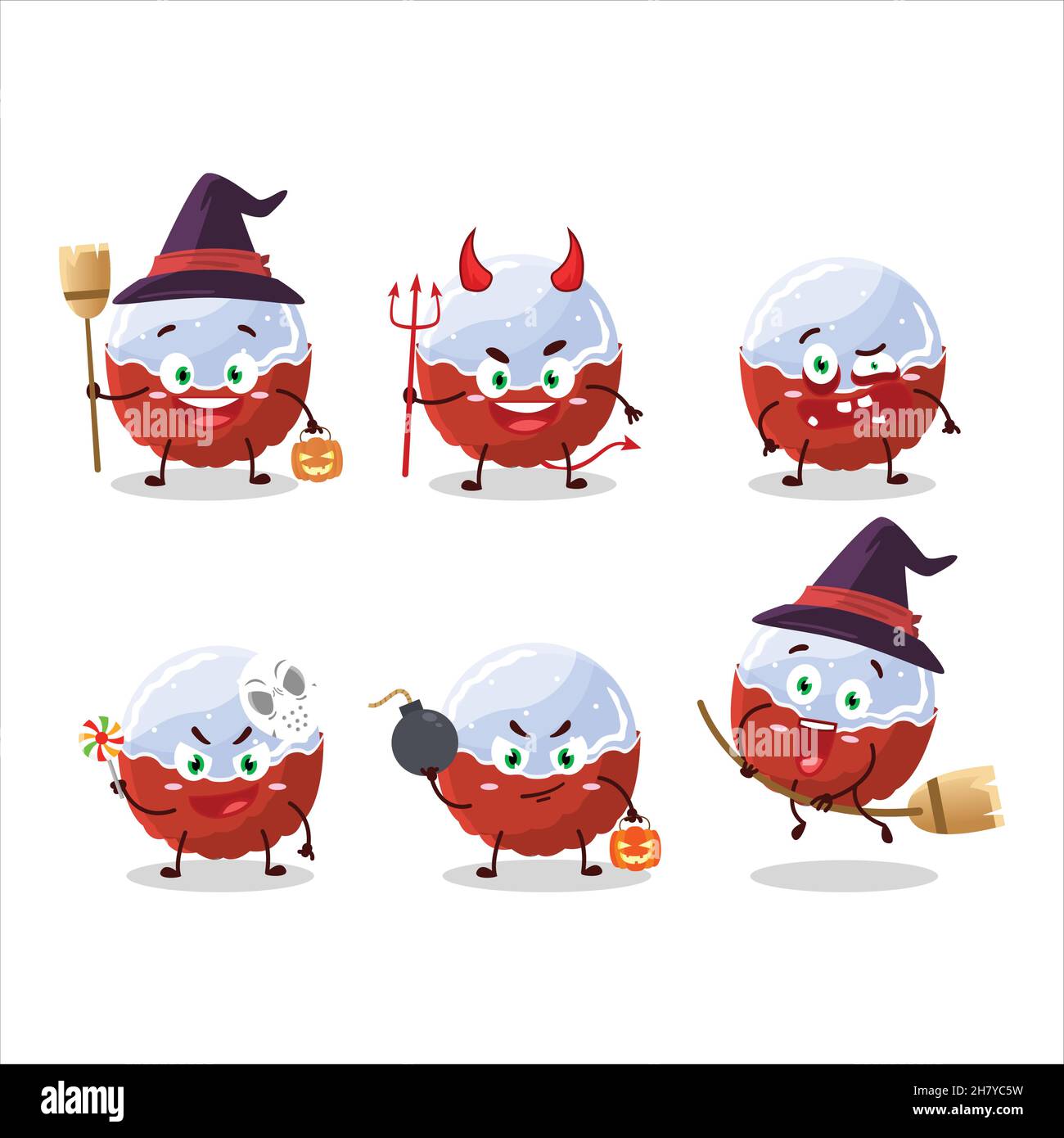 Halloween expression emoticons with cartoon character of brigadiero red ...