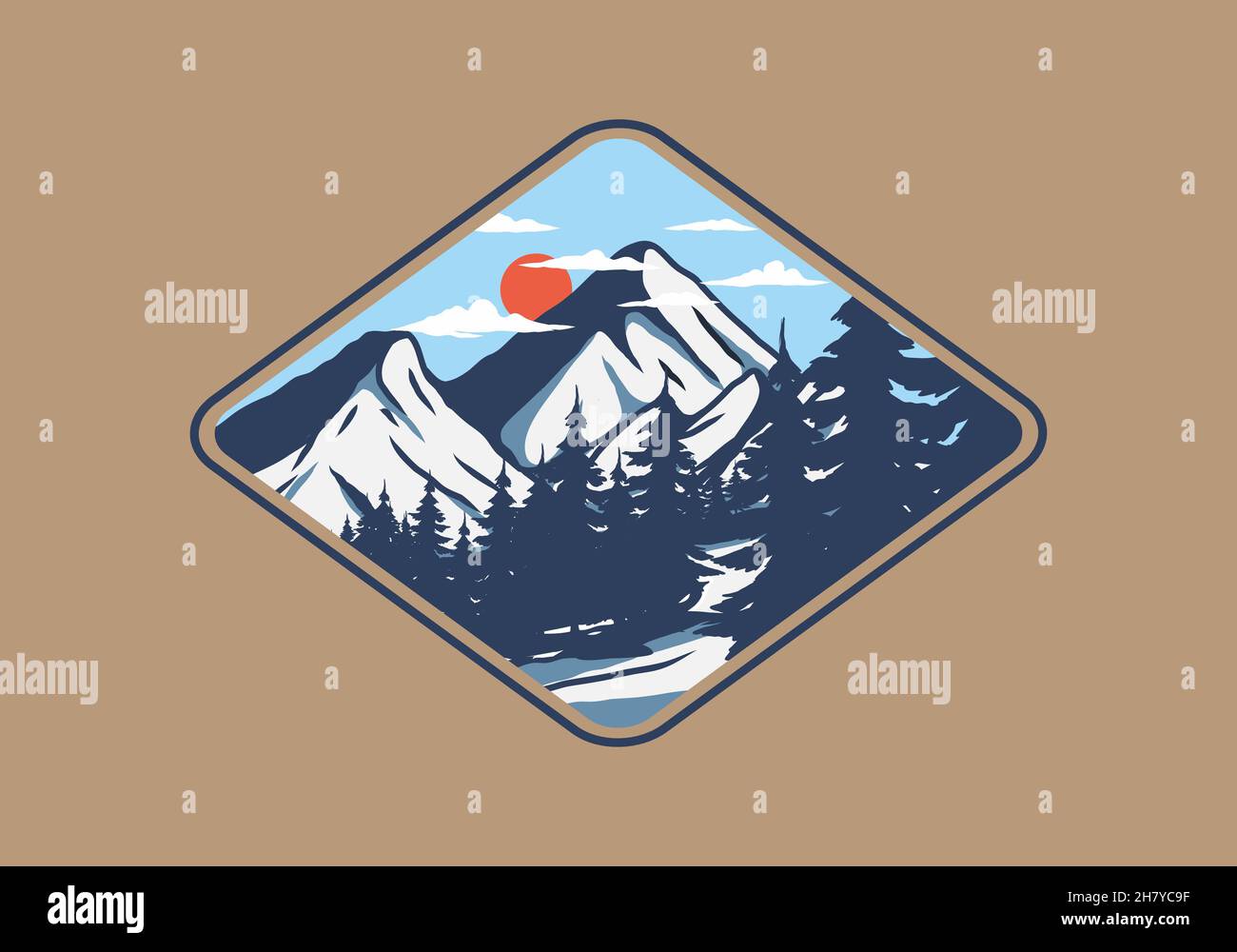 Wonderful snow mountain illustration graphic design Stock Vector Image ...