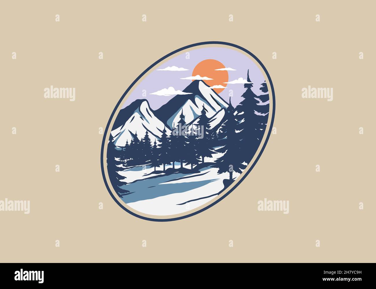 Wonderful snow mountain illustration graphic design Stock Vector Image ...