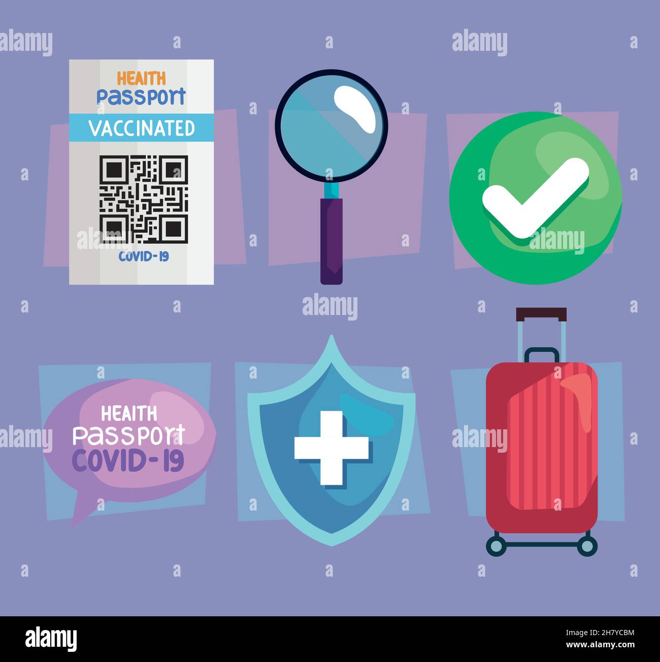 six covid19 health passport icons Stock Vector Image & Art - Alamy