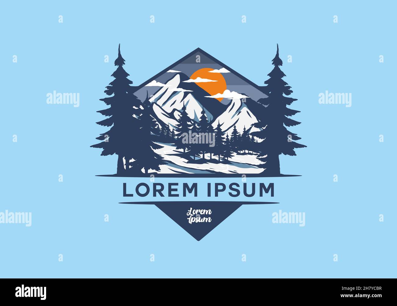 Wonderful snow mountain illustration graphic design Stock Vector Image ...