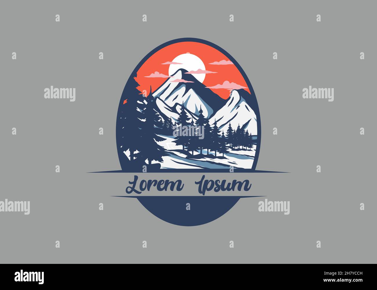 Wonderful snow mountain illustration graphic design Stock Vector Image ...