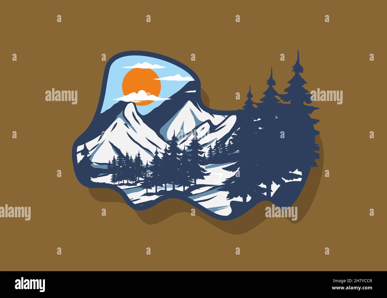 Wonderful snow mountain illustration graphic design Stock Vector Image ...