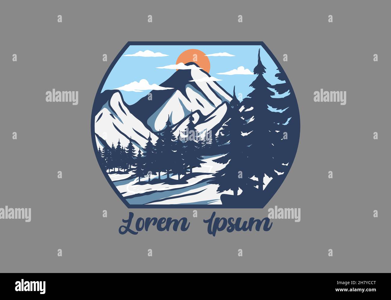 Wonderful snow mountain illustration graphic design Stock Vector Image ...