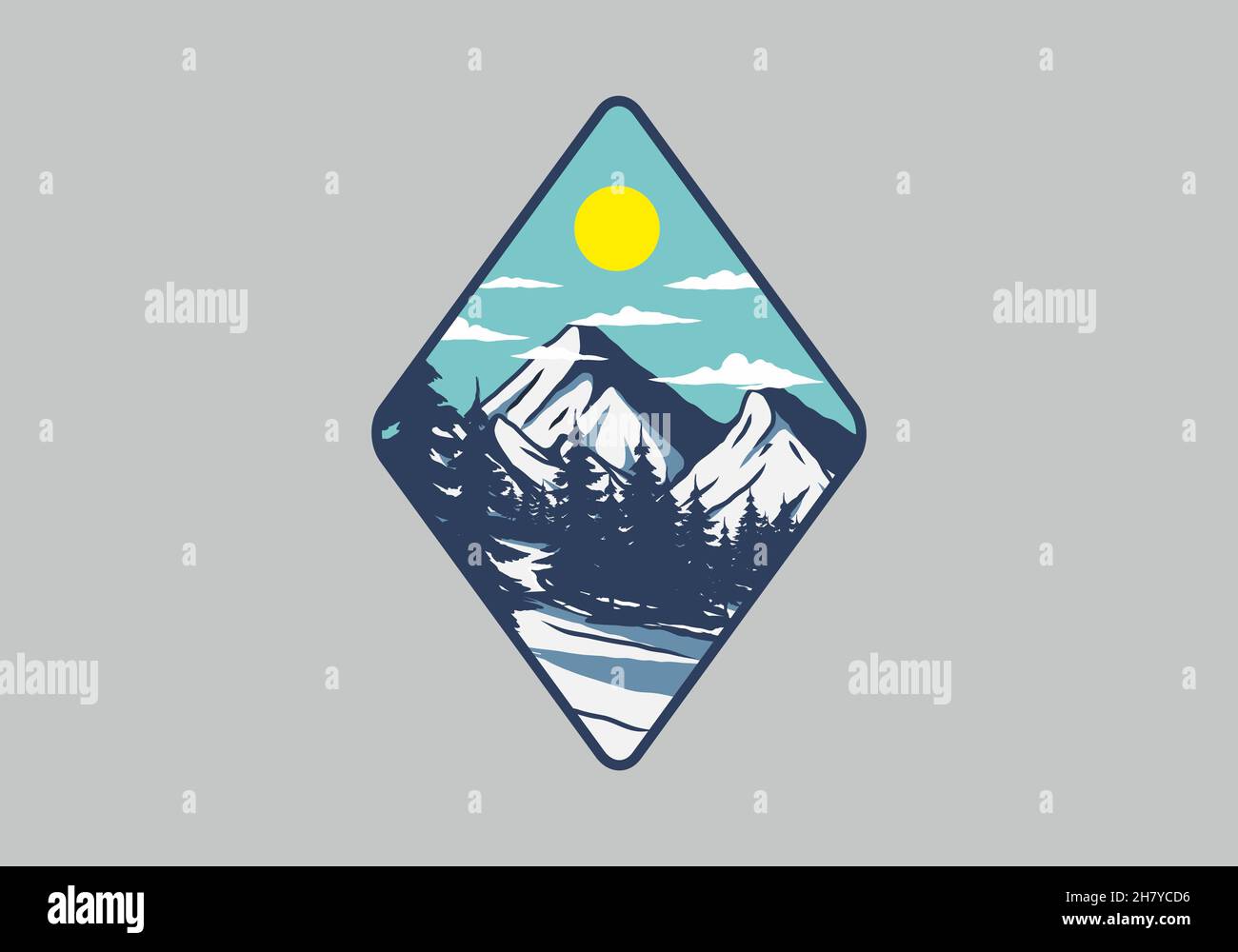 Wonderful snow mountain illustration graphic design Stock Vector Image ...