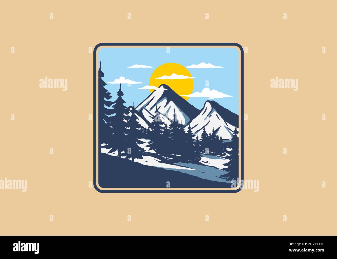 Wonderful snow mountain illustration graphic design Stock Vector Image ...