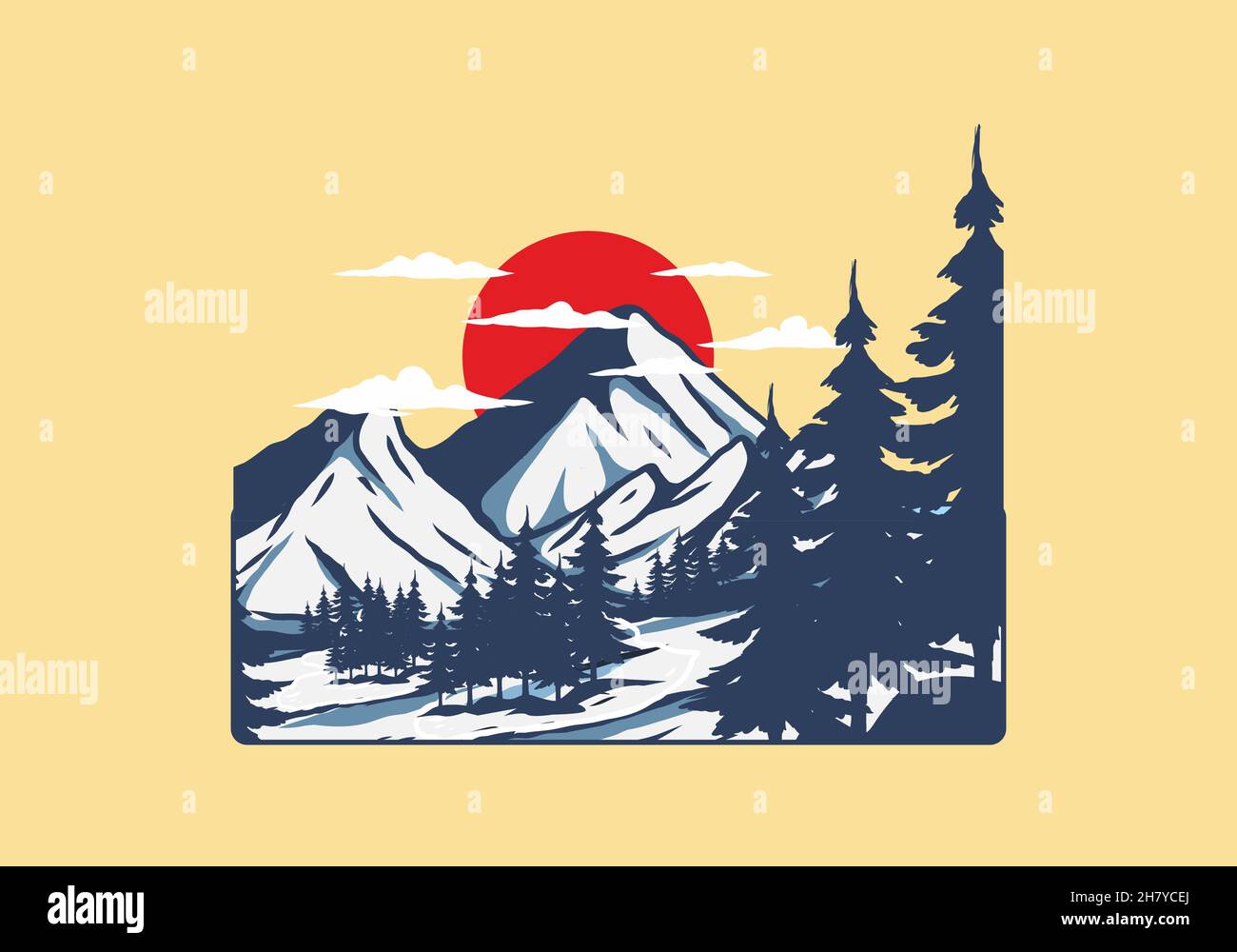 Wonderful snow mountain illustration graphic design Stock Vector Image ...