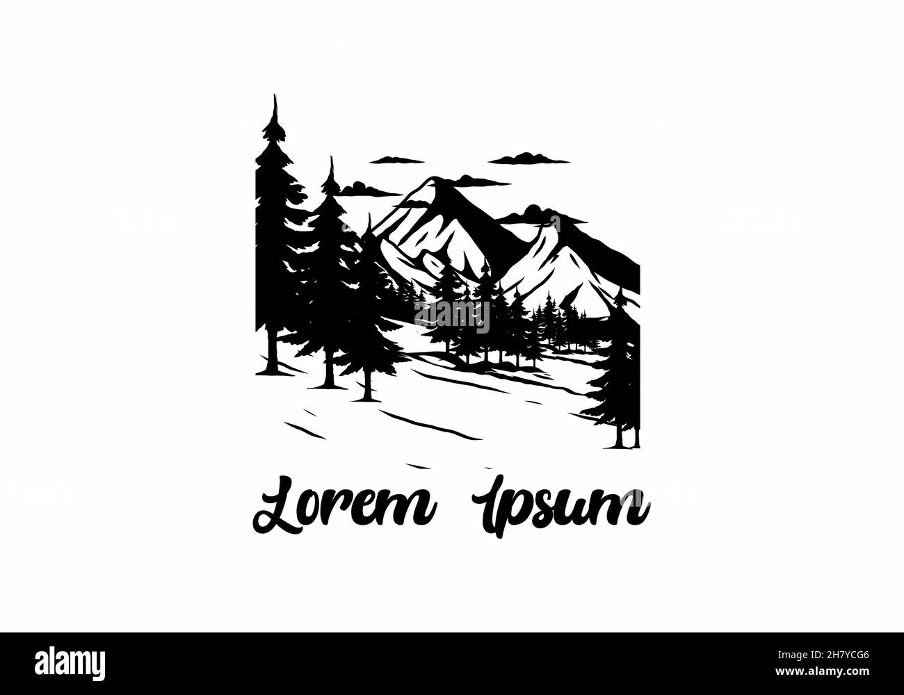 Wonderful snow mountain illustration graphic design Stock Vector Image ...