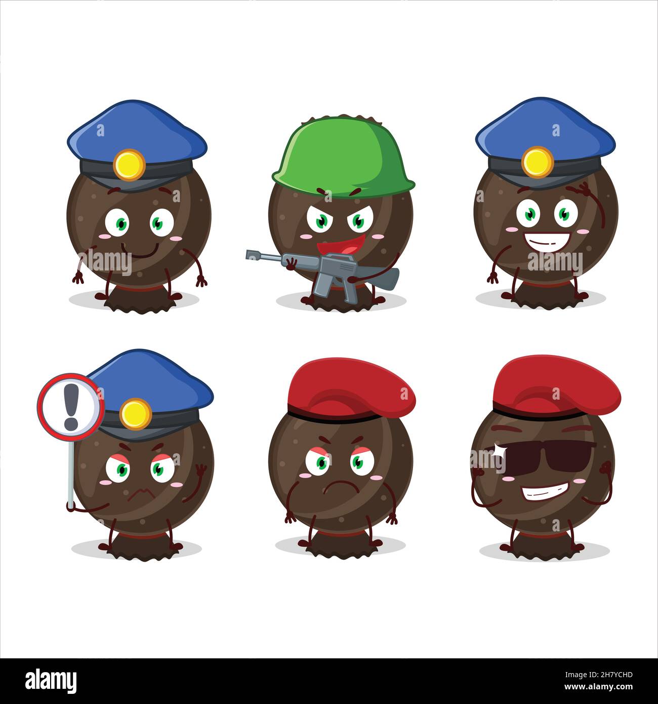 A dedicated Police officer of chocolate candy wrap mascot design style ...