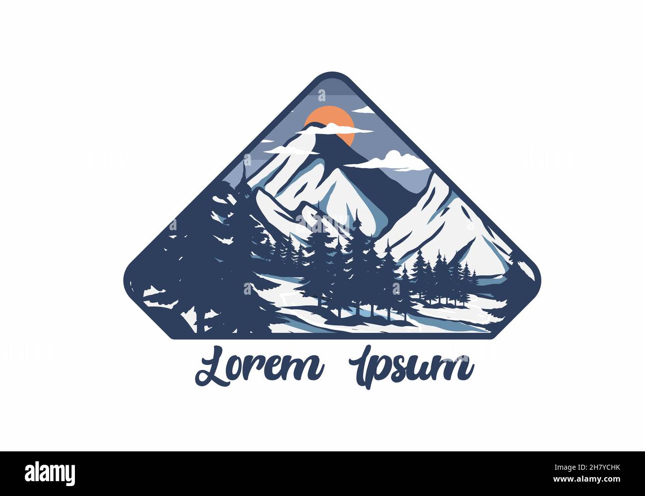Snow mountain illustration Cut Out Stock Images & Pictures - Alamy
