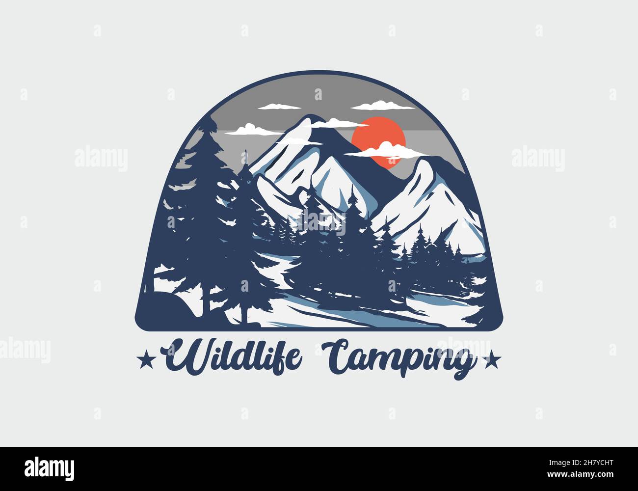 Wonderful snow mountain illustration graphic design Stock Vector Image ...