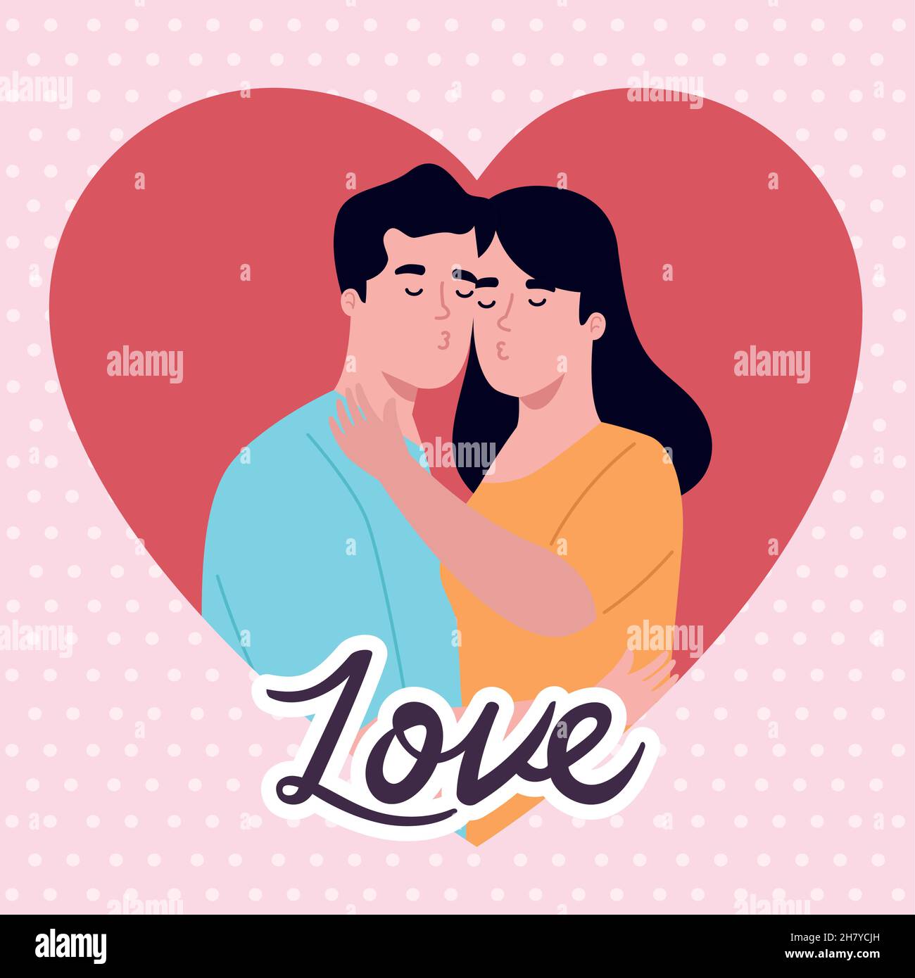 couple kissing inside heart Stock Vector Image & Art - Alamy