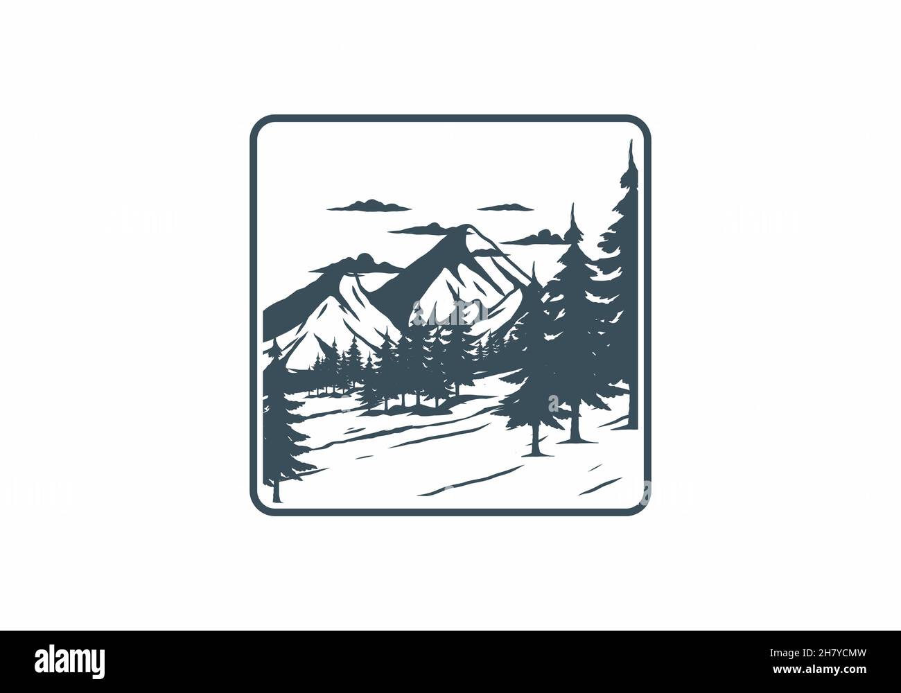 Snow mountain illustration Cut Out Stock Images & Pictures - Alamy