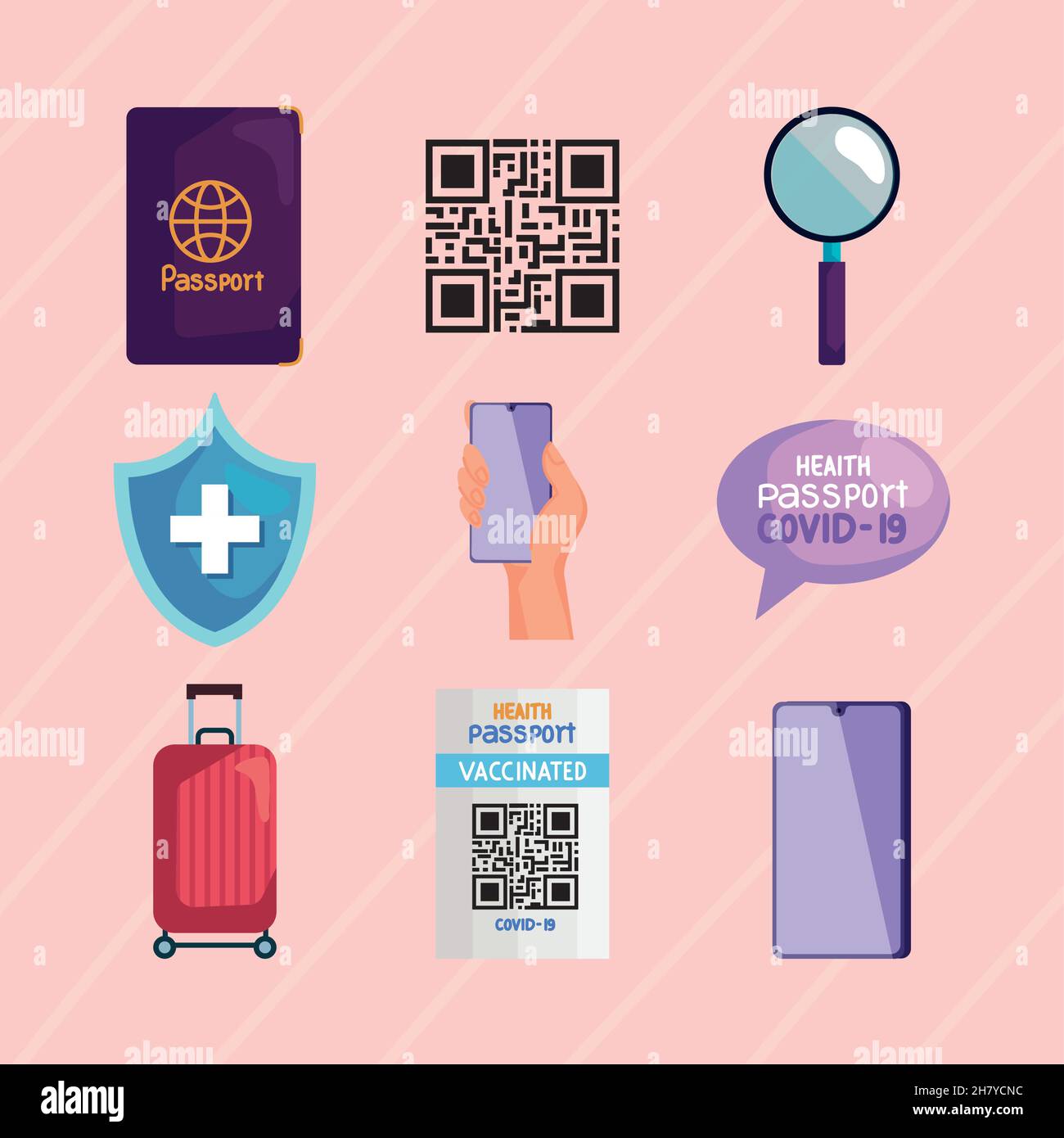 nine covid19 health passport icons Stock Vector Image & Art - Alamy