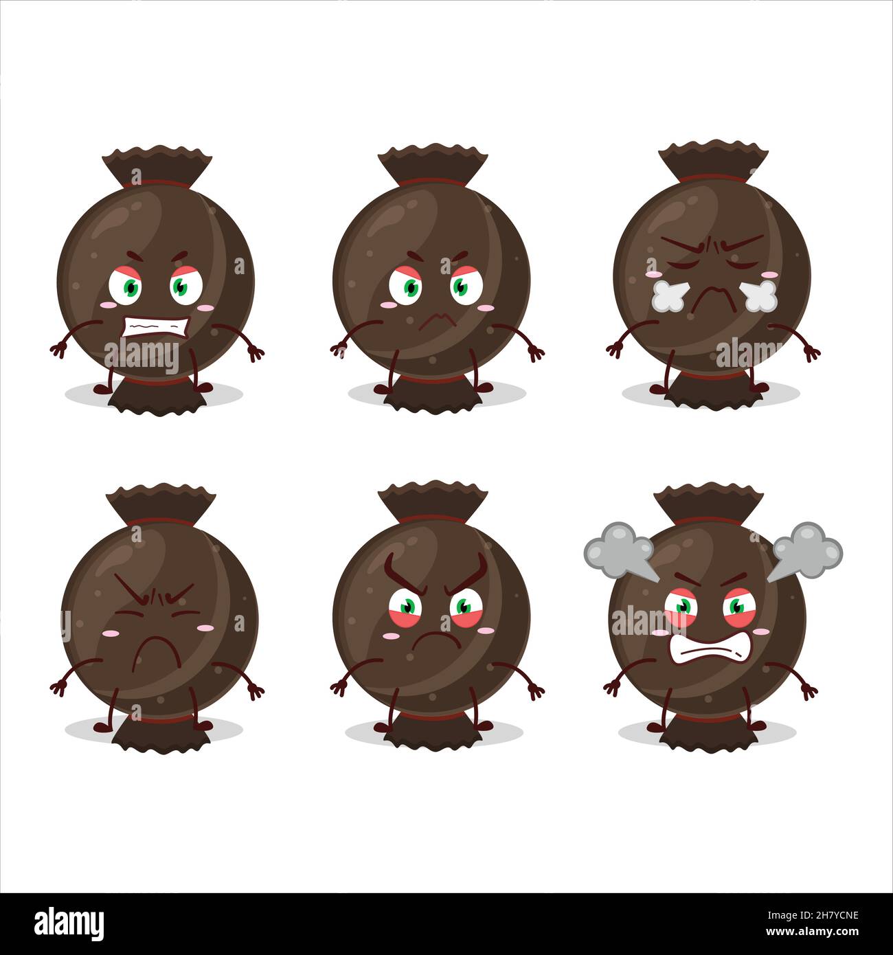 Chocolate candy wrap cartoon character with various angry expressions ...