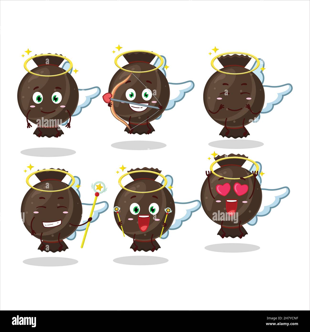 Chocolate Candy Wrap Cartoon Designs As A Cute Angel Character Vector