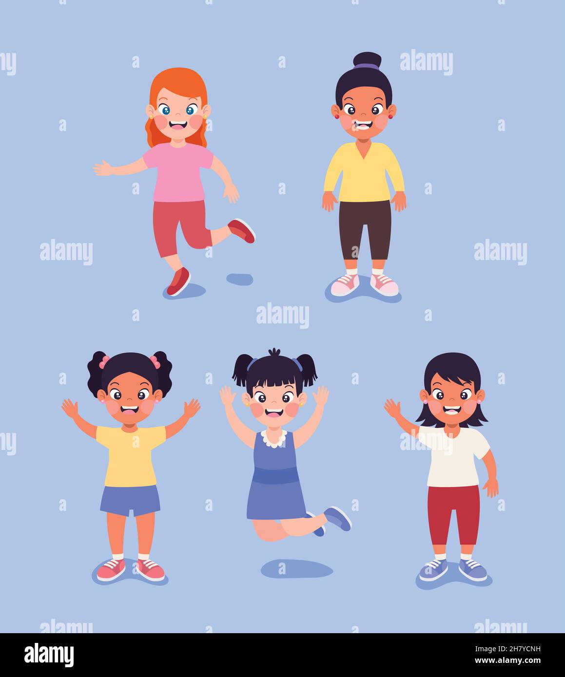 cute group girls Stock Vector Image & Art - Alamy