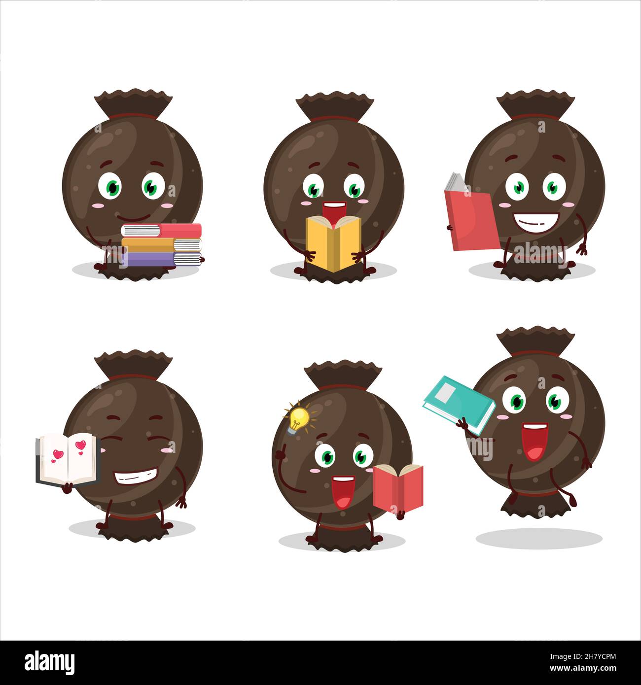 A Picture Of Chocolate Candy Wrap Cartoon Character Concept Reading An
