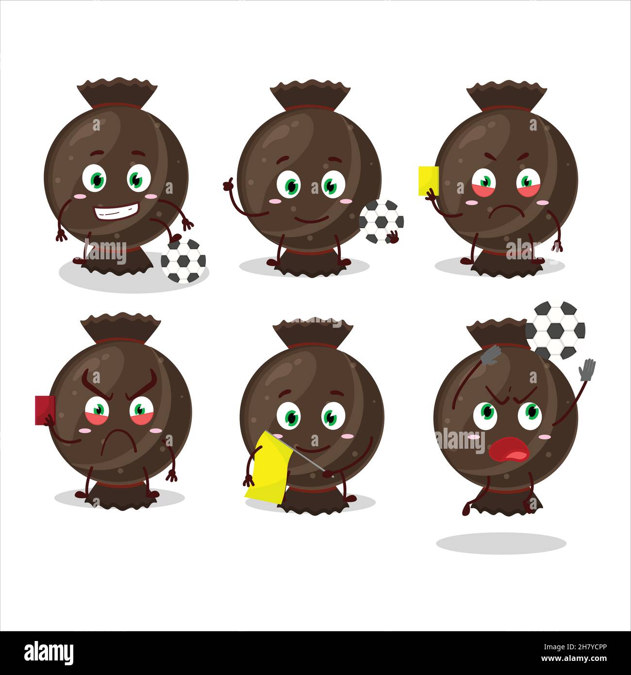 Chocolate Candy Wrap Cartoon Character Working As A Football Referee