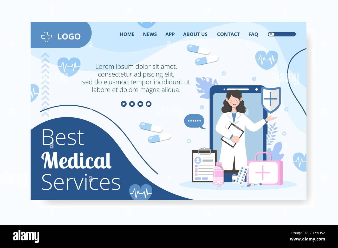 Medical Healthcare Flat Design Illustration Landing Page Editable of ...