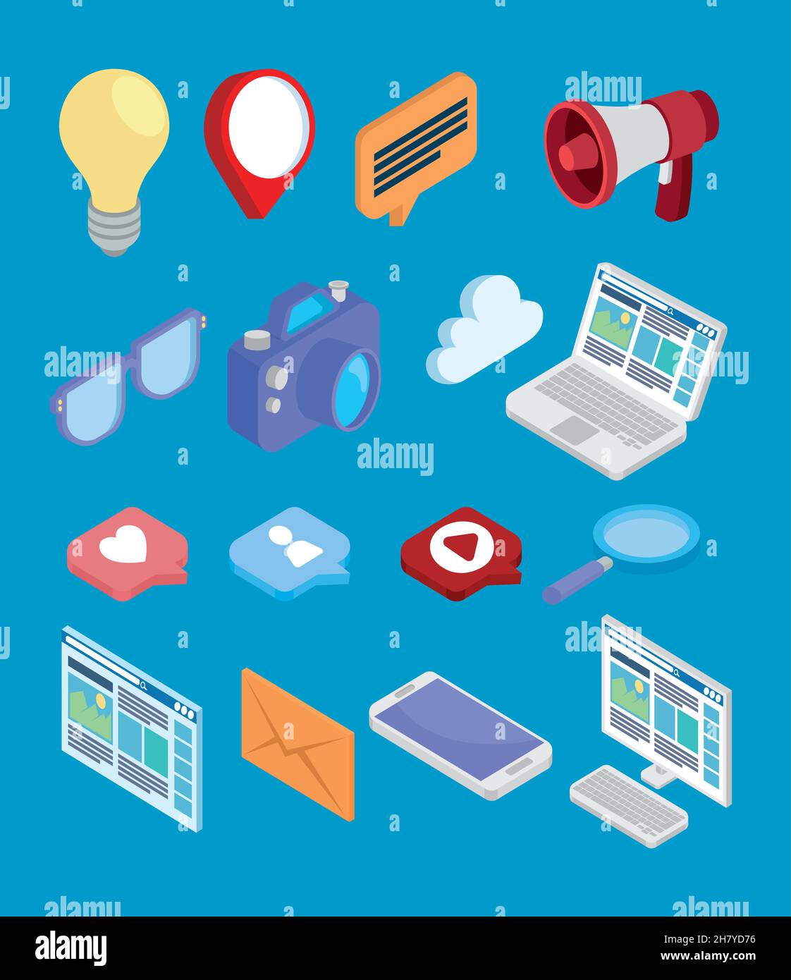 isometric social media icons Stock Vector Image & Art - Alamy