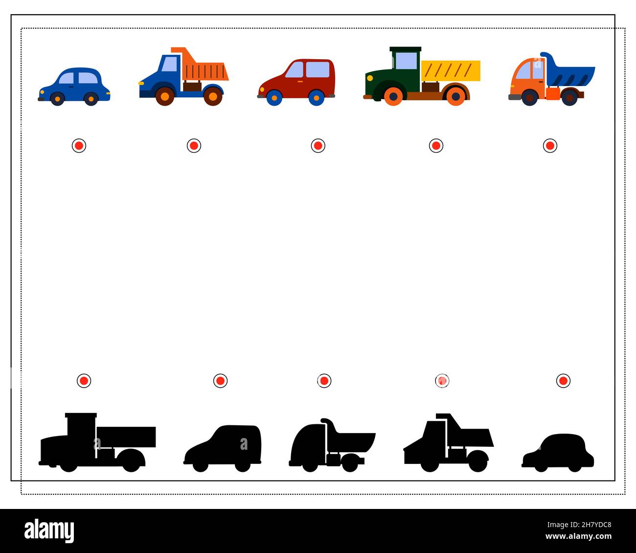 Children's logic game, find the right shadow. children's toy cars ...