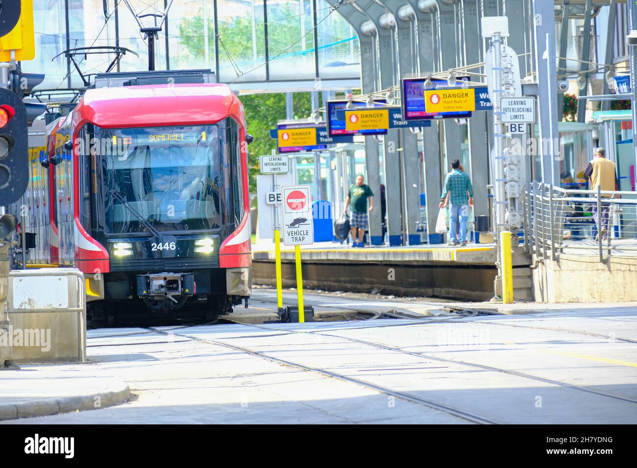 August 22 2022 - Calgary Alberta Canada - Calgary Transit LRT train ...