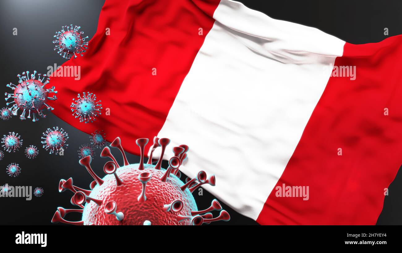 Peru and the covid pandemic - corona virus attacking national flag of ...