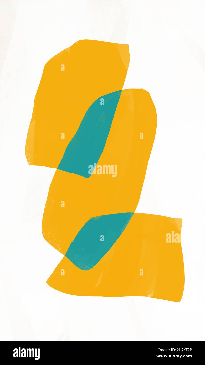 Graceful yellow irregular abstract shapes in overlay, bauhaus and ...
