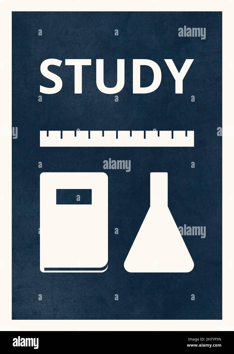 Artful study poster, book, ruler and erlenmeyer flask., flat design ...