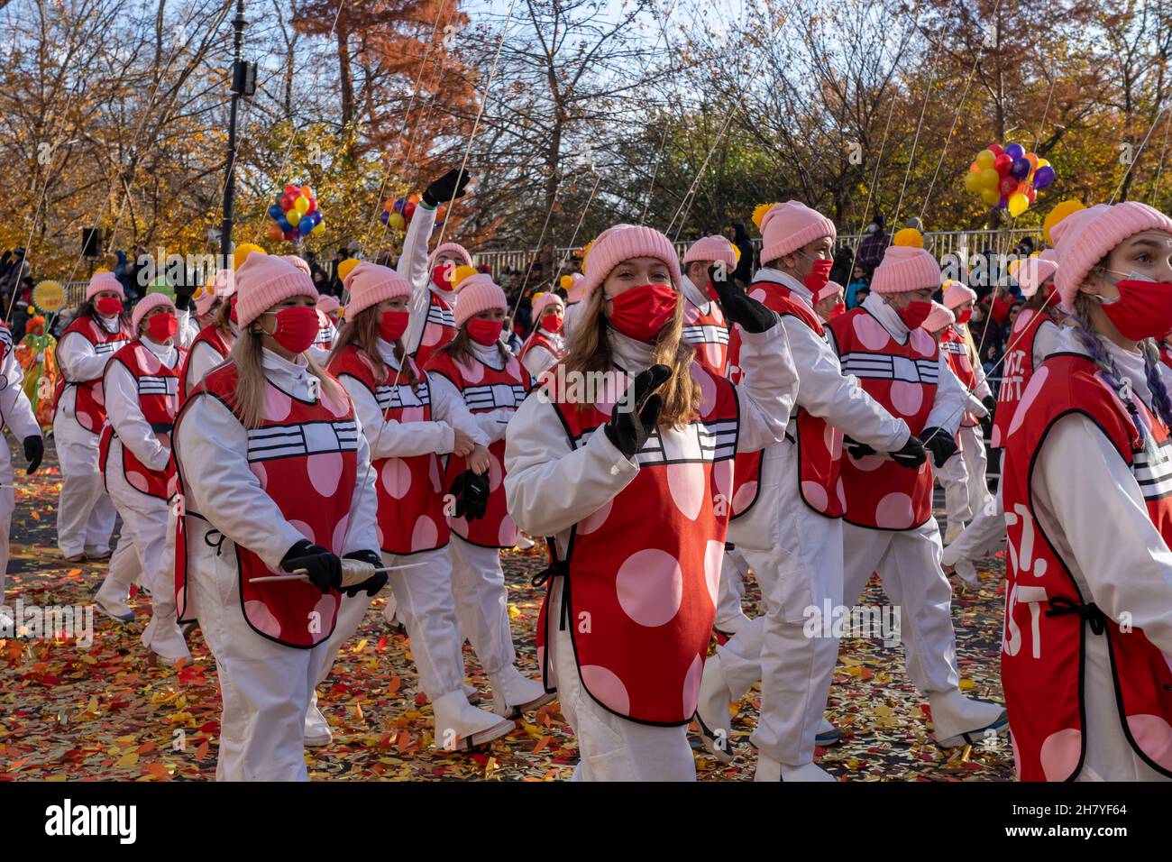 NEW YORK, NY - NOVEMBER 25: Balloon handlers march in the 95th Annual ...