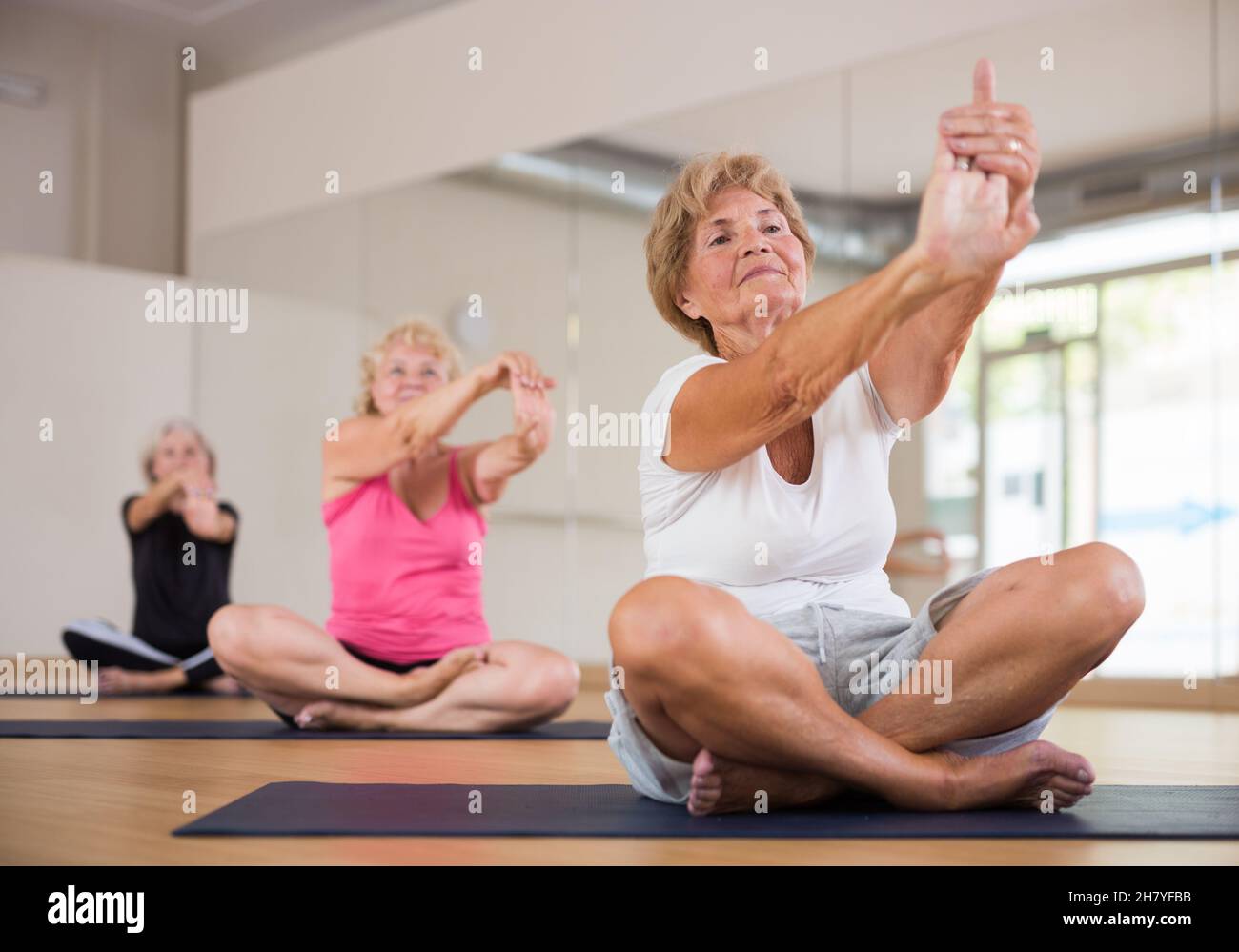 Group exercises older people hi-res stock photography and images - Alamy