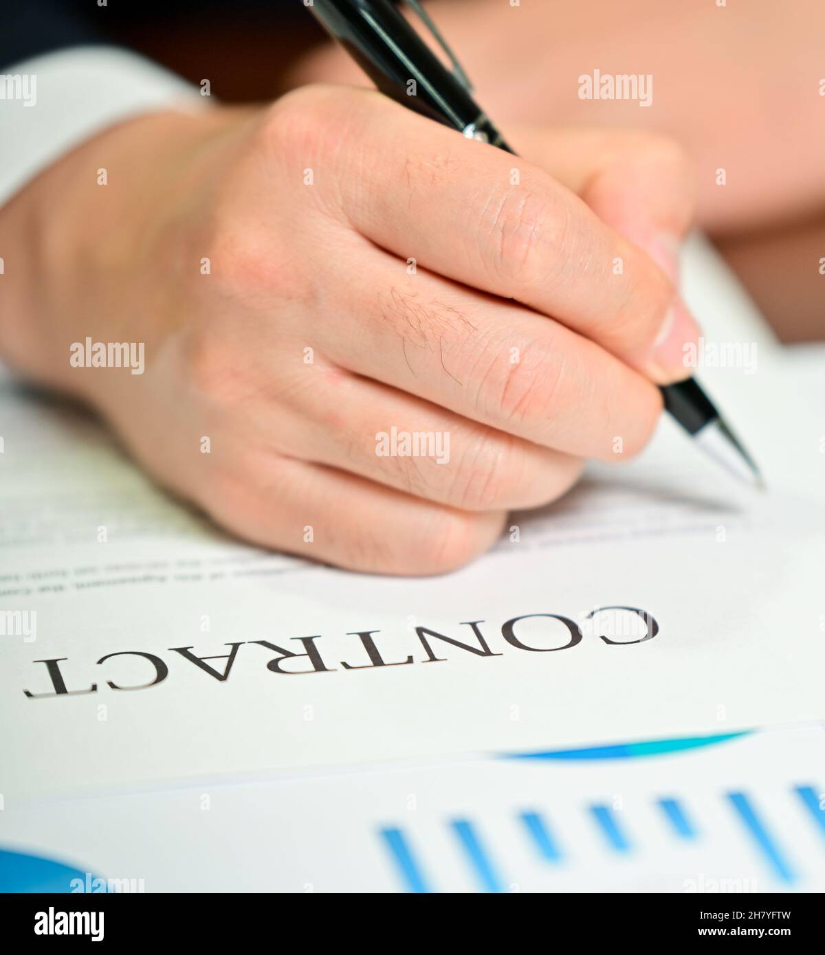 Paperwork businessman working on contract hi-res stock photography and ...