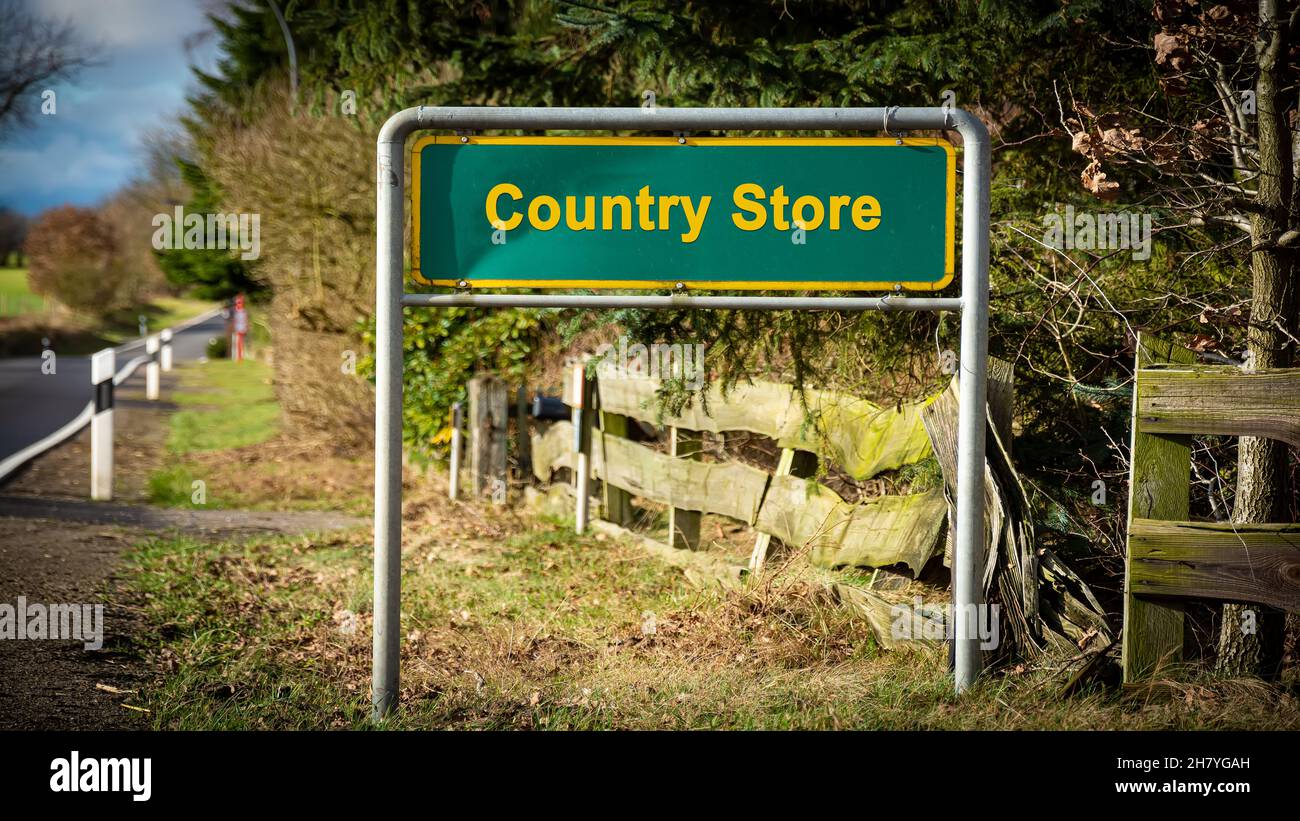 Street Sign the Direction Way to Country Store Stock Photo - Alamy
