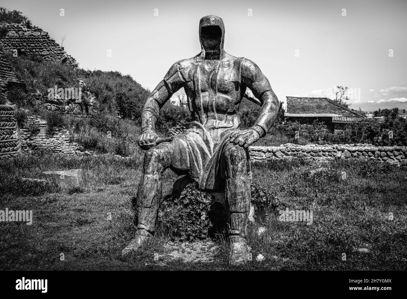 Monument to one of the warriors near the Gori Fortress. Shida Kartli ...