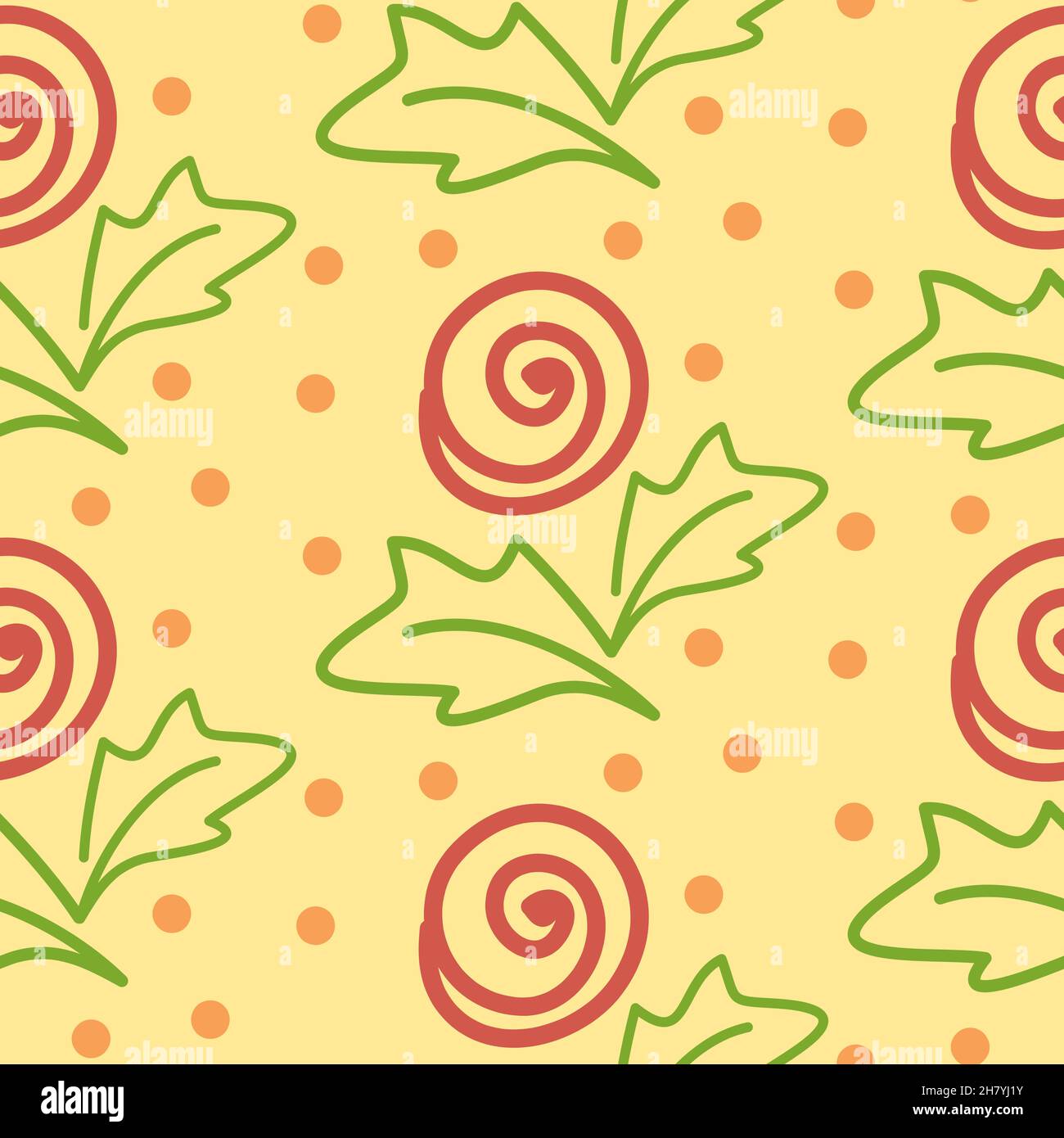 Round flower with leaves childrens seamless pattern, textile and ...