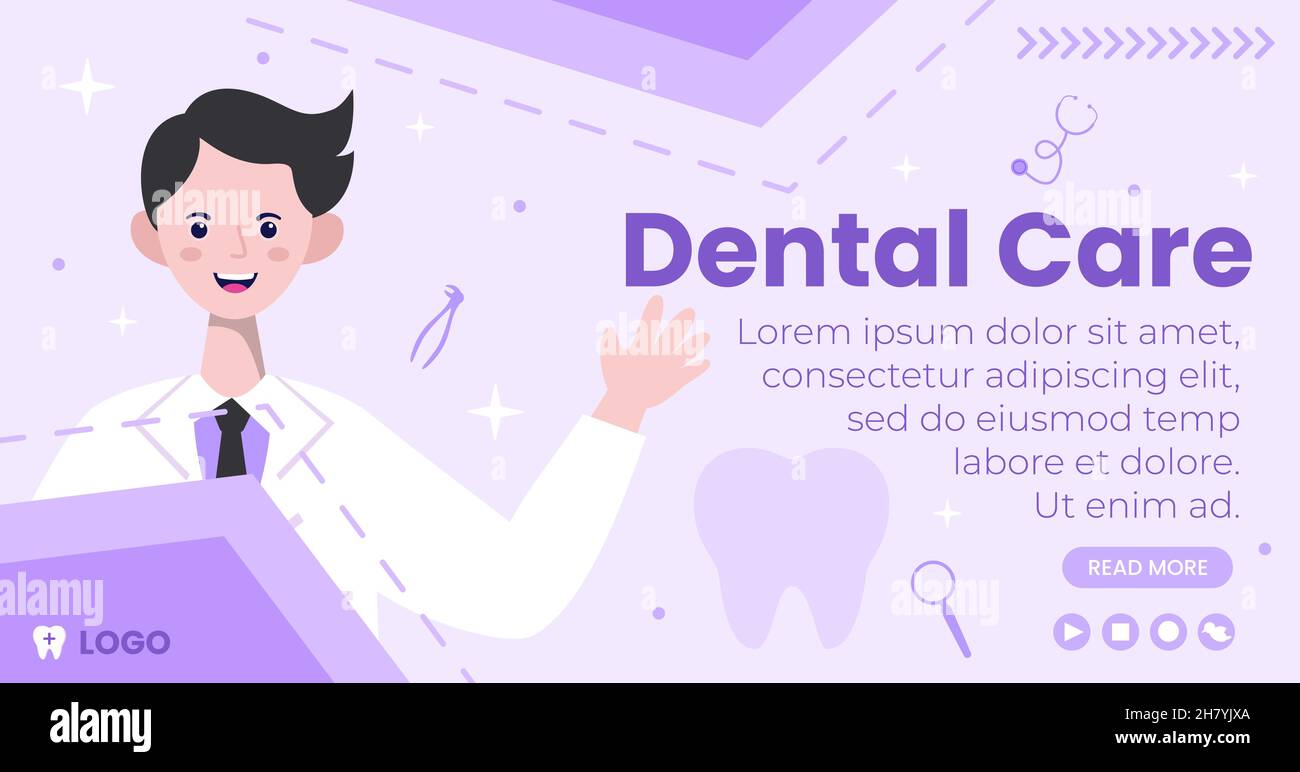 Dental Flat Design Illustration Post Editable of Square Background ...